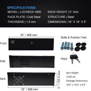 Kenuco White Heavy Duty 16 Gauge Steel DVR Security Lockbox with Fan (BK 18'' X 17.9'' X 4.96'')