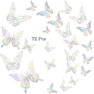 menoeceus 3d butterfly wall stickers 72 pcs silver room decor removable metallic wall sticker room mural decals decoration for kids bedroom nursery classroom party wedding decor diy gift