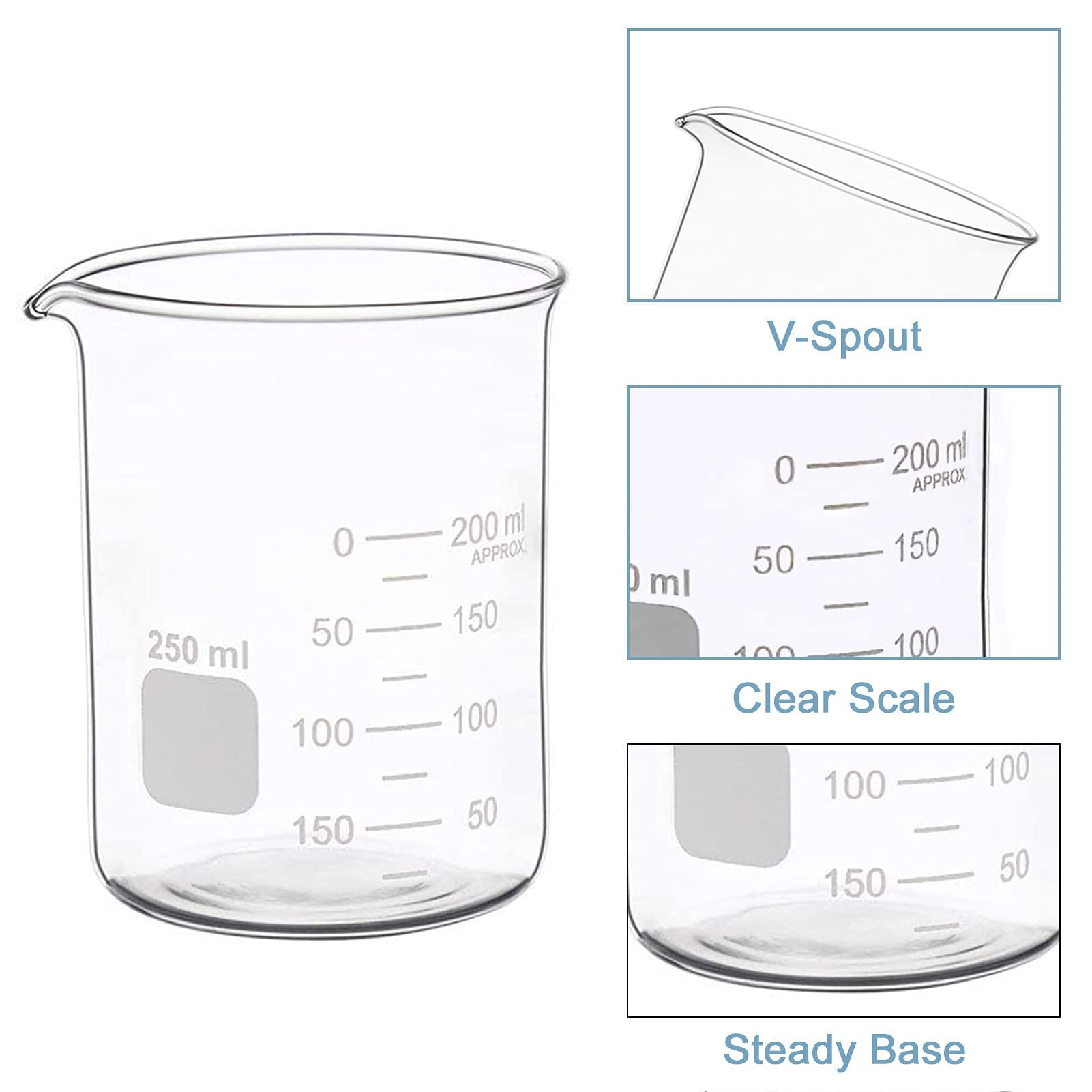 Glass Flask Erlenmeyer Flask Set Narrow Mouth 2000ml Thick Glass Graduated Measuring Cylinder Set 5ml 10ml 50ml 100ml Glass Measuring Beaker Set 50ml 100ml 250ml