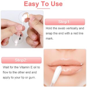 100PCS Vitamin E Stick Swab, Kugge Disposable VE Lip Oil Q-tip with Free Storage Case, for Teeth Whitening, Lip Moisturizing and Anti-Allergy for Gum