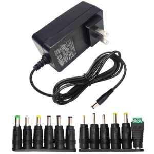 pryeu 36w dc power supply 24v 1.5a ac adapter ul listed wall mounted with 12pcs replacement tips (for 24-volt devices only)