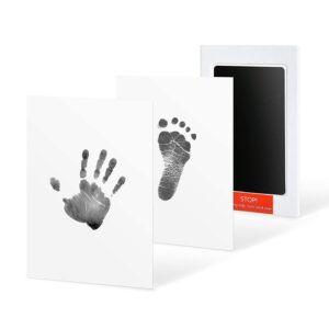 veltec inkless newborn baby footprint or handprint, pet paw prints, safe clean ink pad - black