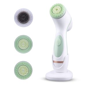 facial cleansing brush, ckeyin 3 in 1 electric exfoliating spin cleanser device usb rechargeable and waterproof exfoliation rotating spa machine facial cleanser massager for women