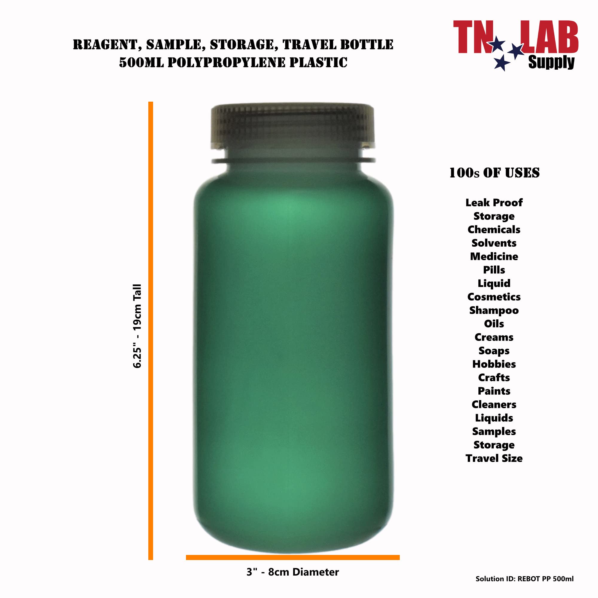 TN LAB Reagent Storage Sample Polypropylene Bottles 500ml