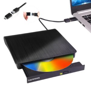 laurensory external dvd drive usb 3.0 type-c usb portable player for laptop cd dvd +/-rw disk drive cd rom burner writer cd/dvd burner reader compatible with desktop windows linux os apple macbook