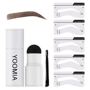 yoomia eyebrow stamp stencil kit eyebrow stamp shaping kit waterproof brow stamp hairline shadow powder (dark brown)