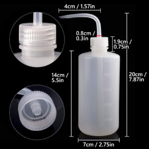 Canethy Tattoo Wash Bottle, 2Pcs Squeeze Bottle 500ml 16oz Plastic Safety Wash Bottle LDPE Squirt Bottle Tattoo Bottle for Laboratory Supplies Tattoo Supplies Watering Tools