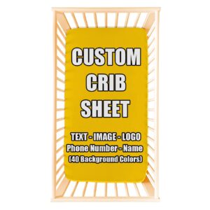 angeljuan custom crib sheet, customize with photo text stretchy & breathable toddler soft fitted crib sheets for boys and girls, 28"x 52"x 8" fits standard crib and toddler mattress, orange yellow