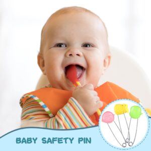 50 Pieces Diaper Pins Baby Safety Pins 2.4 inch with Locking Closure Stainless Steel Nappy Pins with Storage Box