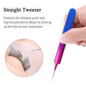 Arclon Isolation Lash Tweezers for Volume Eyelash Extension,Professional Precision Stainless Steel Las Purple 6.89inx1.5inx0.79in