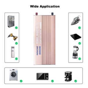 MWXNE 4000 Watts Power Inverters, 24V DC to 110V AC Pure Sine Wave Car Power Adapter with LCD Display, Remote Control, 3 Outlets and Dual 2.4A USB Charging Ports