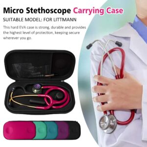 Micro Stethoscope Case,Hard EVA Stethoscope Storage Bag with Mesh Pocket Zipper for Littmann,Waterproof(Dark Green)