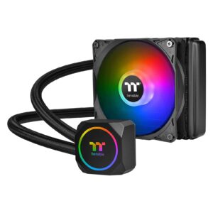 thermaltake th120 argb motherboard sync edition intel lga1700 ready/am5/amd all-in-one liquid cooling system 120mm high efficiency radiator cpu cooler cl-w285-pl12sw-b, black