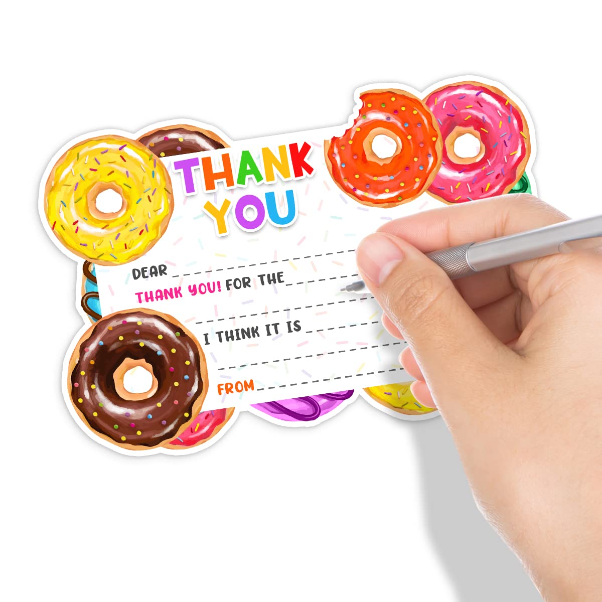 Simimi art Donut Kids Thank You Cards, Fill In Thank You Notes For Kid, 30 Thank You Cards 30 Envelopes