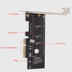 Zyyini Nvme M.2 to Pcie3.0 4X High-Speed Expansion Adapter Card M Key Ngff Ssd Conversion Card，Fast Heat Dissipation， Supports 2280, 2260, 2242, 2230 Solid State Drives(X4)