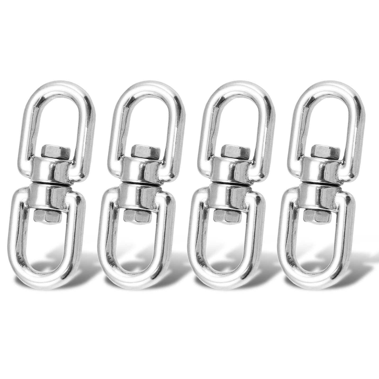 AMYSPORTS Heavy Stainless Swivel Eye Ring Steel Hanging Swivels Eye Connector Double Ended Swivel Eye Marine SUS316 Loop Dia 6mm 3/13inch 330lbsf 4pcs