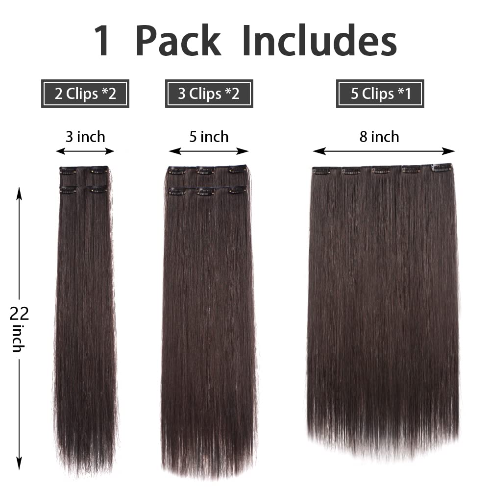 Dark Brown Hair Extensions StrRid Clip in Hair Extension Straight 22"Long Synthetic Black Thick Clips on Hair Piece for Women 5PCS Blonde Curly Wavy 18"Cheap White Natural Full Head 5 Oz