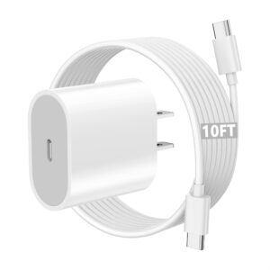 ipad pro charger, 20w usb c charger with 10ft usb c to c charging cable for ipad pro 13/12.9/11 inch, ipad air 13/11 inch 5/4th generation, ipad 10, ipad mini 6