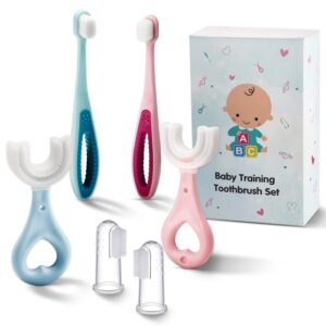 6 in 1 baby training toothbrush set - infant to toddler toothbrush oral care toothbrush - food grade silicone,extra soft bristles,perfect for 6+,12+,24+ months