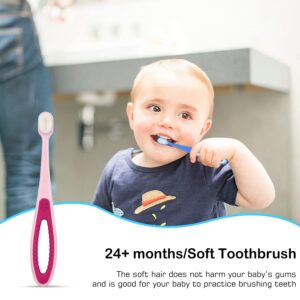 6 in 1 Baby Training Toothbrush Set - Infant to Toddler Toothbrush Oral Care Toothbrush - Food Grade Silicone,Extra Soft Bristles,Perfect for 6+,12+,24+ Months