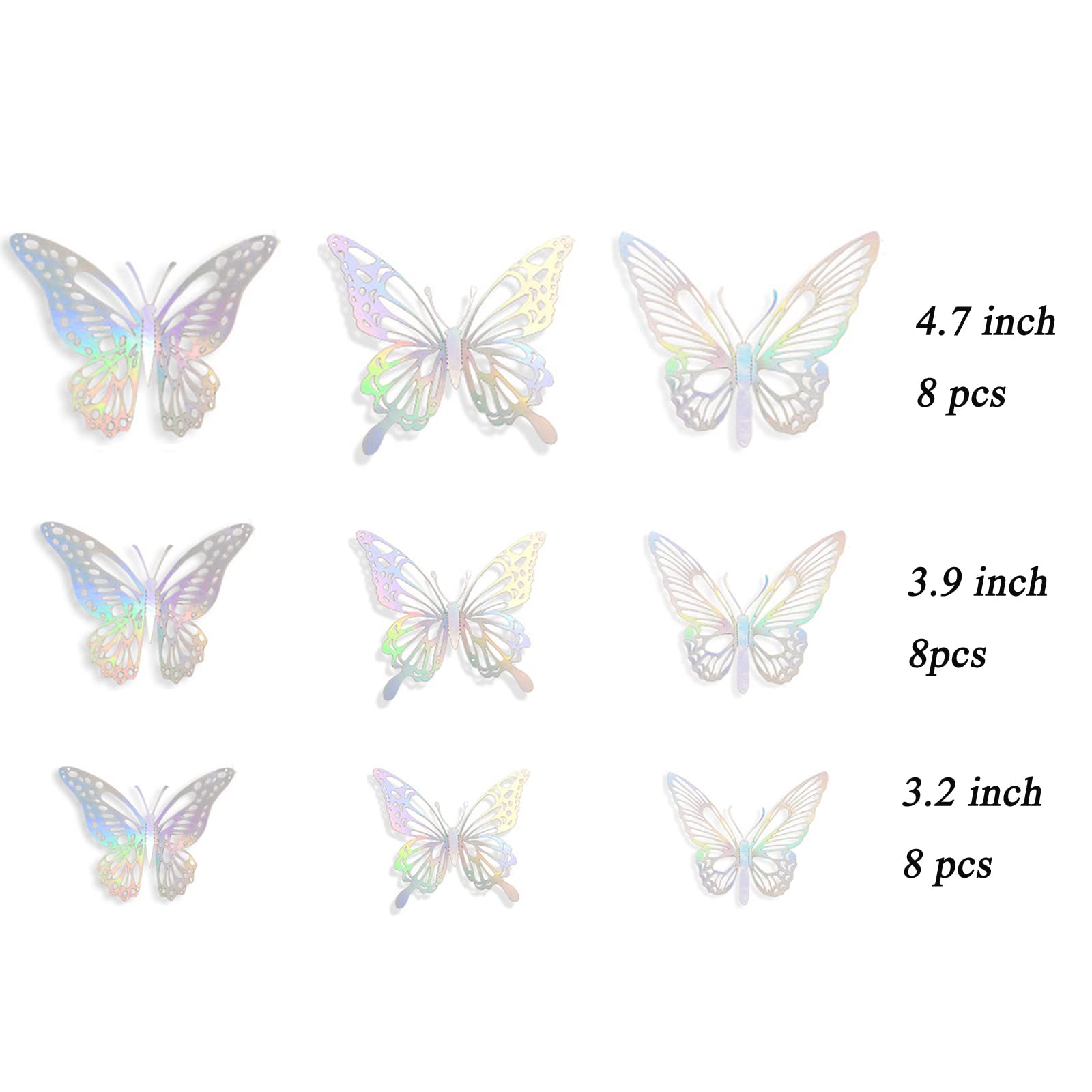 Menoeceus 3D Butterfly Wall Stickers 72 Pcs Silver Room Decor Removable Metallic Wall Sticker Room Mural Decals Decoration for Kids Bedroom Nursery Classroom Party Wedding Decor DIY Gift