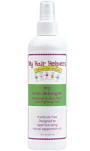 my hair helpers mint anti-lice hair detangler for kids - conditioning spray - natural lice product - all hair types - works for 1-2 children, 8 ounces