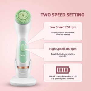 Facial Cleansing Brush, CkeyiN 3 in 1 Electric Exfoliating Spin Cleanser Device USB Rechargeable and Waterproof Exfoliation Rotating Spa Machine Facial Cleanser Massager for Women