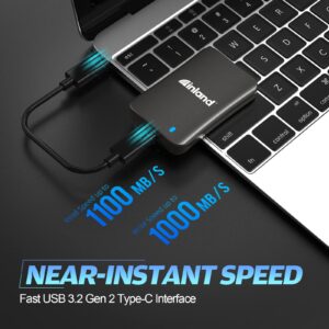 INLAND Platinum 1TB External SSD USB3.2 Type-C, Read/Write Speed up to 1100MB/s and 1000MB/s, Portable Solid State Drive with Type-C to C & Type-C to A Cable for PC/Laptop/Windows/Mac OS/ PS4/ PS5