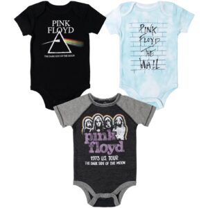 pink floyd newborn baby boys 3 pack bodysuits black/grey/blue 0-3 months