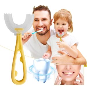 Simayixx Toothbrush Oral CareKids U Shaped Toothbrush with Silicone Brush Head Whitening Massage Toothbrush Whole Mouth Toothbrush with Handle for Kids 1-12 Years Old(A)