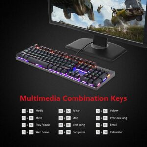 XYLXJ RGB Compact Gaming Keyboard, USB Wired 104 Keys Gaming Keyboard LED Backlit Gaming Keyboard for Laptop PC Computer Game and Work