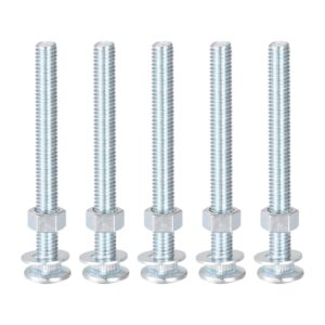 uxcell 3/8-16 x 4 square neck carriage bolts with nuts & washers, carbon steel coach bolt screws 5 set