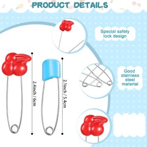 50 Pieces Diaper Pins Baby Safety Pins 2.4 inch with Locking Closure Stainless Steel Nappy Pins with Storage Box