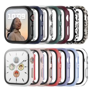 haojavo 14 pack case with tempered glass screen protector for apple watch series 9 8 7 41mm, pc hard ultra-thin slim fit scratch resistant bumper protective cover for iwatch s9 s8 s7 41mm accessories