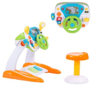 color tree kids toy steering wheel pretend play ride on car - toddlers simulate driving toys with lights and sounds - for boys and girls