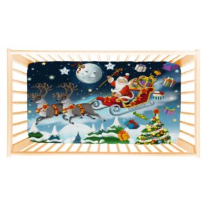 angeljuan premium fitted crib sheets the christmas santa claus illustration for standard crib mattress - ultra-soft microfiber, safe and snug, 28"x 52"x 8"