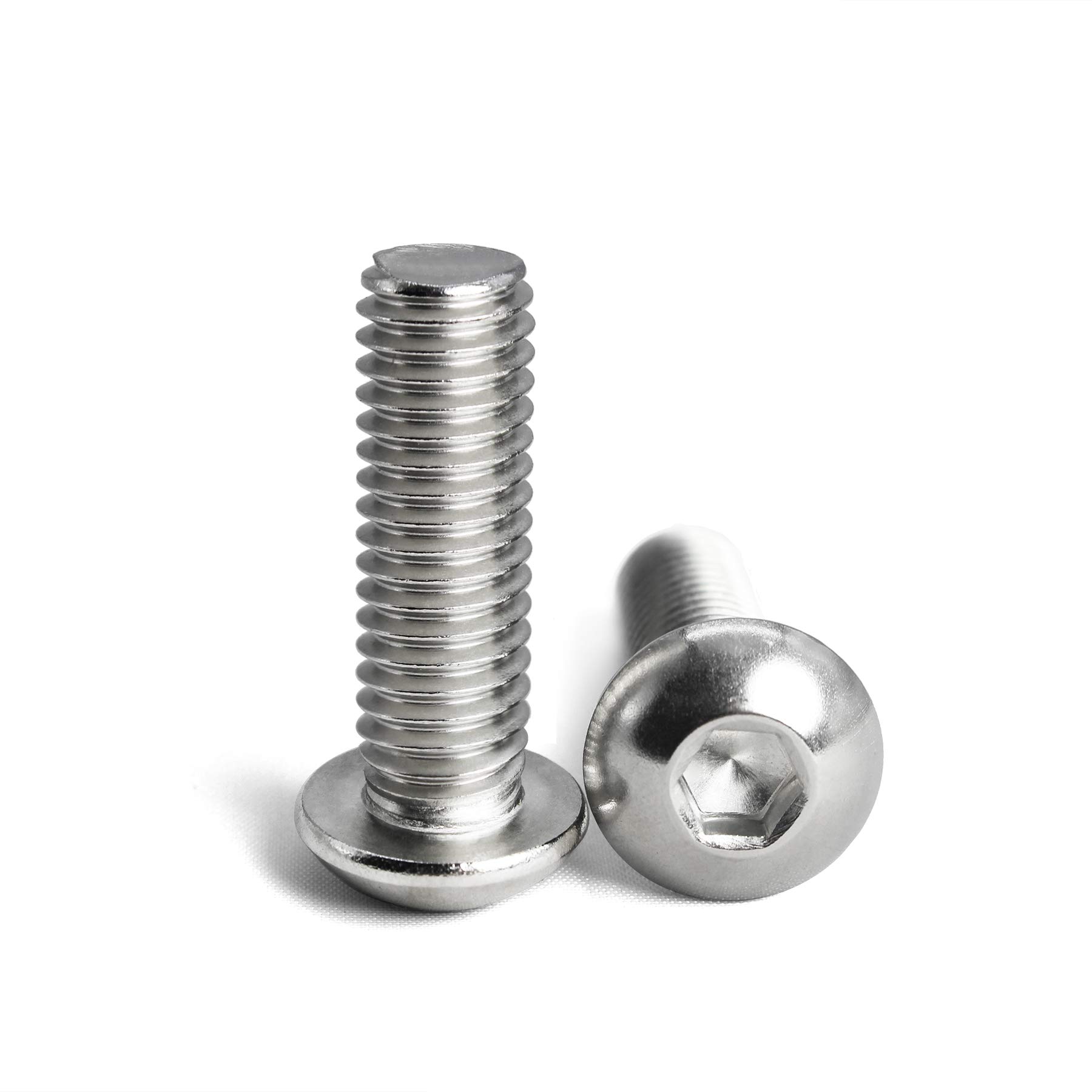 M8 x 10mm Button Head Socket Cap Screws Bolts, 304 Stainless Steel, Bright Finish, Metric Allen Hex Drive, Fully Threaded, 25PCS