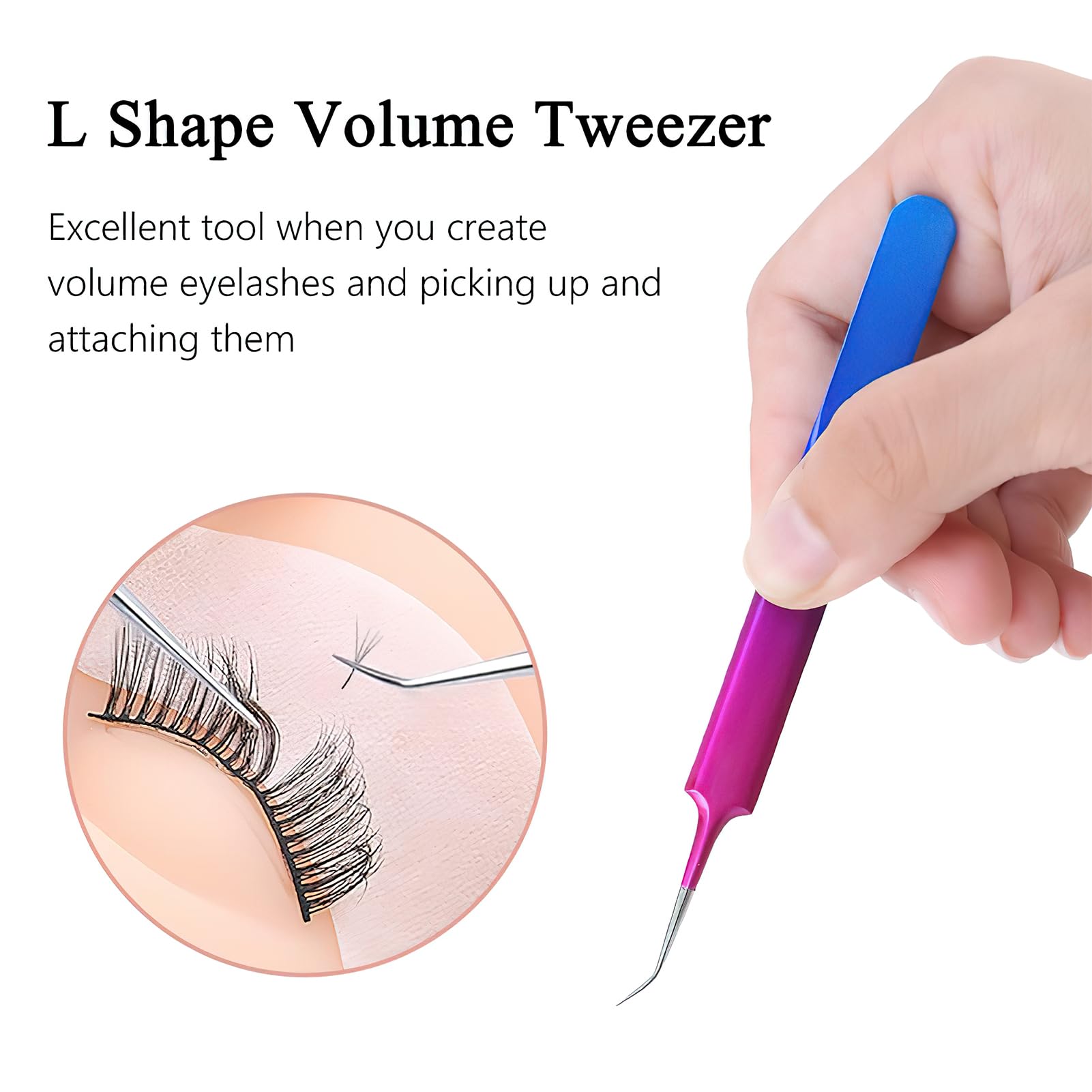 Arclon Isolation Lash Tweezers for Volume Eyelash Extension,Professional Precision Stainless Steel Las Purple 6.89inx1.5inx0.79in