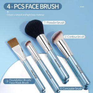 Makeup Brushes MAANGE 11 Pcs Premium Synthetic Travel Make up Brushes Set Eye Brushes Concealer Foundation Brushes for Liquid Powder Shadow with Makeup Sponge and Brush Cleaner (Blue)