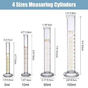 Glass Flask Erlenmeyer Flask Set Narrow Mouth 2000ml Thick Glass Graduated Measuring Cylinder Set 5ml 10ml 50ml 100ml Glass Measuring Beaker Set 50ml 100ml 250ml