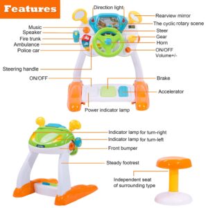 COLOR TREE Kids Toy Steering Wheel Pretend Play Ride on Car - Toddlers Simulate Driving Toys with Lights and Sounds - for Boys and Girls