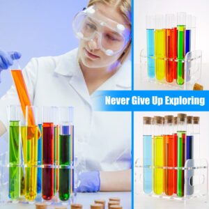 12 Pcs Glass Test Tubes, 20x200mm Glass Tubes with Cork Stoppers and Rack for Scientific Experiment, Plants, Candy Beads Liquid Storage and Home Party Decorations