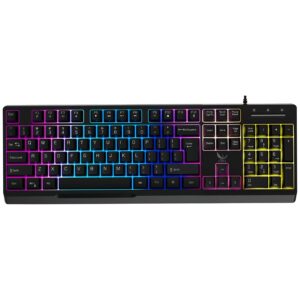 zadez membrane gaming keyboard - g-850k - pc gaming keyboard, rgb led backlit keyboard with multimedia keys for windows, laptop, pc gamers, black