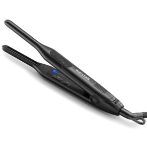 wavytalk 3/10 inch mini straightener for quick touch ups, pencil for short hair, beard and pixie cut, fast 15-sec heating titanium flat iron with adjustable temp settings & dual voltage