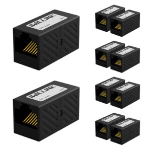 iwillink rj45 coupler ethernet connector, female to female rj45 connector for cat7 cat6 cat5e cat5 ethernet cable, extender adapter, 10 pack, black