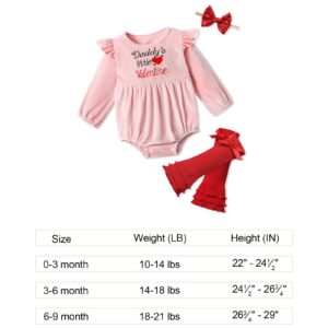 Valentine Baby Girl Outfit 12-18 Months Daddys Valentine Baby Girl Outfit Long Sleeve Soft Romper Bodysuit Clothes Red Leg Warmers 3pcs Valentine Outfit Baby Girl