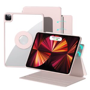 case for ipad pro 11 2022/2021/2020/2018 gen 1st/2nd/3rd/4th,360 rotatable with powerful magnet,2 in 1 detachable clear case and washable semi-silicone protective cover smart folio support pen charger