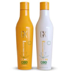 gk hair global keratin hemp shampoo and conditioner sets (8.11 fl oz/240ml) hydrating strengthening damaged repair provides nourishing & shine infused with natural organic vegan sulfate paraben free