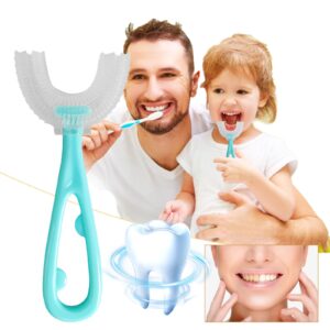 Simayixx Toothbrush Oral CareKids U Shaped Toothbrush with Silicone Brush Head Whitening Massage Toothbrush Whole Mouth Toothbrush with Handle for Kids 1-12 Years Old(D)