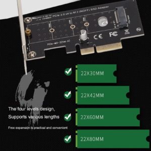 Zyyini Nvme M.2 to Pcie3.0 4X High-Speed Expansion Adapter Card M Key Ngff Ssd Conversion Card，Fast Heat Dissipation， Supports 2280, 2260, 2242, 2230 Solid State Drives(X4)